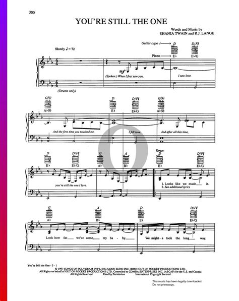 Youre Still The One Shania Twain Piano Sheet Music Oktav