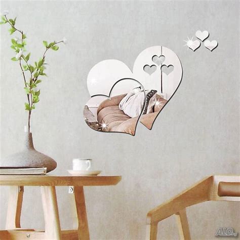 Стикери за стена Огледален стикер Сърце за украса декорация на стена