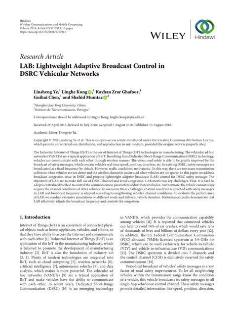 pdf lab lightweight adaptive broadcast control in dsrc vehicular