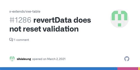 Revertdata Does Not Reset Validation · Issue 1286 · X Extendsvxe