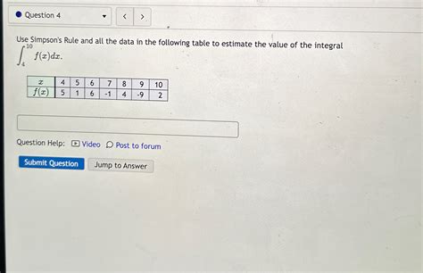 solved question 4use simpson s rule and all the data in the