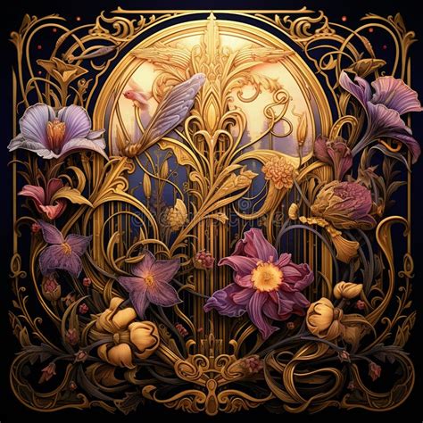 Art Nouveau Design Intricate And Organic Pattern Stock Illustration