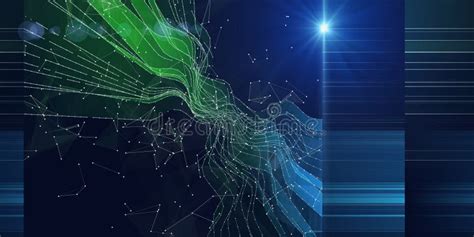 Abstract Background Vawy Grid With Dots And Blurred Lines And Spot On Dark Big Data Technology