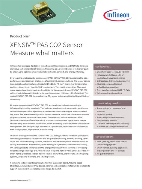 Infineon Xensiv Co2 Sensor Productbrief V03 00 En Pdf Home