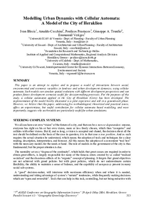 pdf modelling urban dynamics with cellular automata a model of the