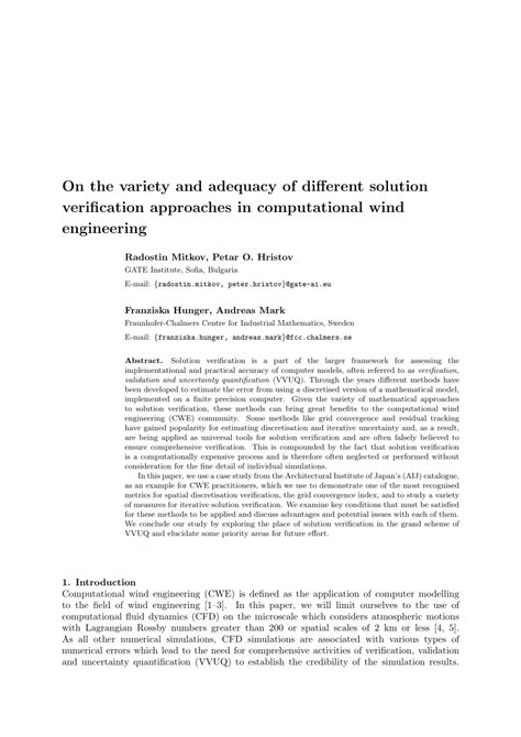 Pdf On The Variety And Adequacy Of Different Solution Verification Approaches In Computational