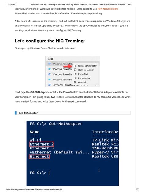 How To Enable Nic Teaming In Windows 10 Using Powershell Mcsaguru