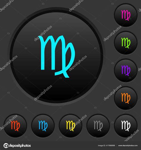 Virgo Zodiac Symbol Dark Push Buttons Vivid Color Icons Dark Stock Vector By ©renegadehomie