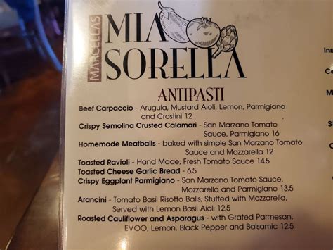 Mia Sorella Menu Full Menu Update