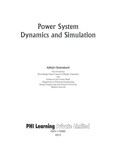 Download Power System Dynamics And Simulation Pdf Online 2022 By