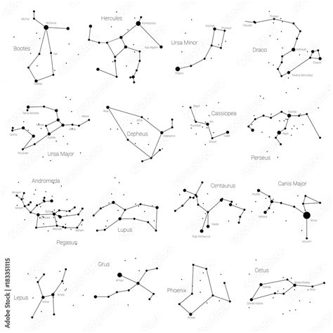 Set Of Vector Constellations Of The Northern And Southern Hemispheres