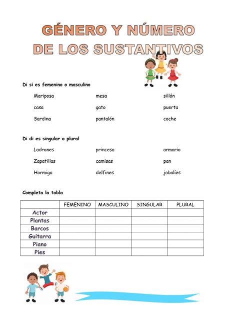 Género Y Número De Los Adjetivos Activity Ydcisn