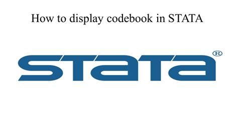 Data Management In Stata How To Display Codebook In Stata Youtube
