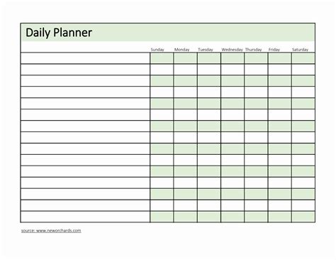 Free Excel Planner Templates