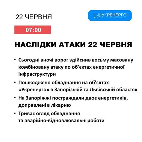 Удар ракет и дронов по энергетике Украины 22 июня последствия атаки фото и видео РБК Украина