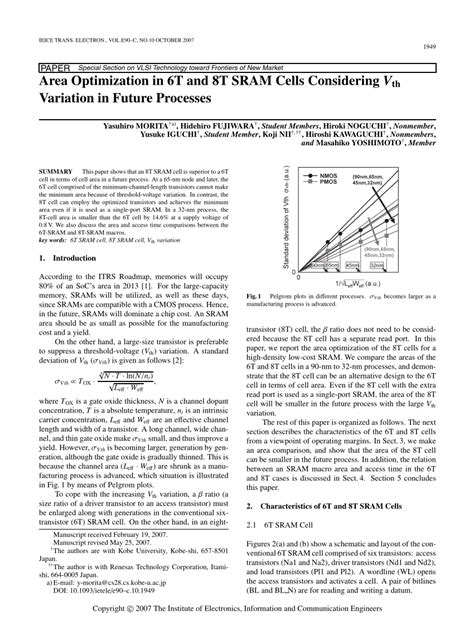 PDF Area Optimization In 6T And 8T SRAM Cells Considering Vth Variation In Future Processes