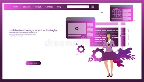 Business Lady Social Network Using Modern Technologies Illustration Creative Process Modern