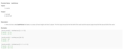 Solved Function Name Bothhalves Inputs 1 A Vector Output