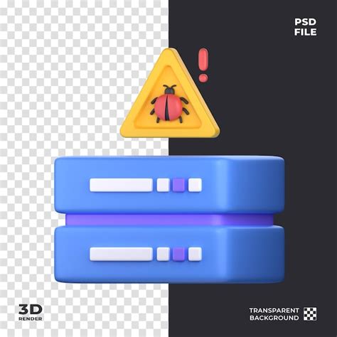 Premium Psd Database Warning Alert 3d Icon Perfect For Cyber Security