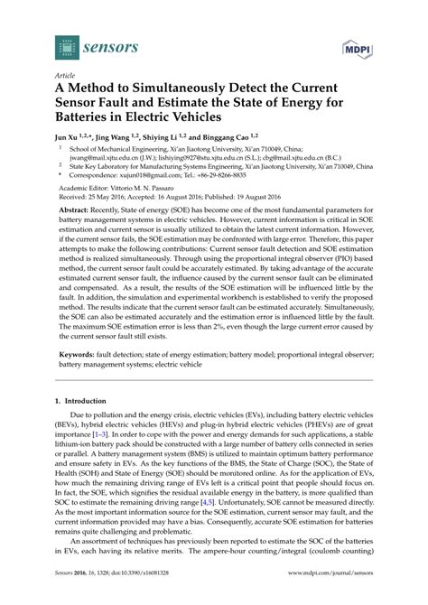PDF A Method To Simultaneously Detect The Current Sensor Fault And Estimate The State Of