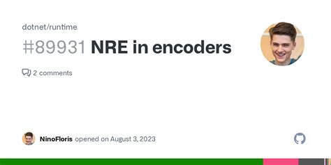 Nre In Encoders · Issue 89931 · Dotnetruntime · Github