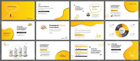 프레젠테이션 및 슬라이드 레이아웃 배경 디자인 노란색 여름 테마 템플릿 프리미엄 벡터