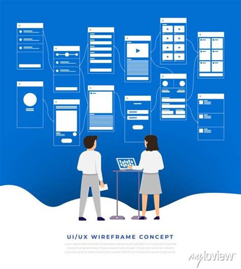 Ux Ui Flowchart Mock Ups Mobile Application Concept Flat Design
