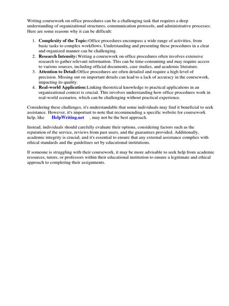 Office Procedures Coursework Pdf