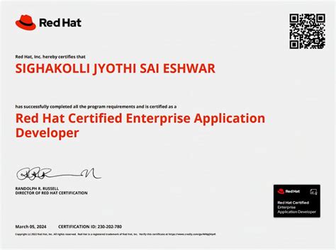 Sighakolli Jyothi Sai Eshwar On Linkedin Redhat Certification