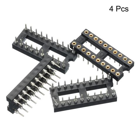 4pcs Dip Ic Chip Socket Adapter Round Pin 20p 254mm Pitch Ic Socket For Pcb Board Chip 75mm