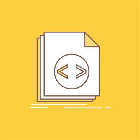 Code Coding File Programming Script Flat Line Filled Icon Beautiful Logo Button Over Yellow