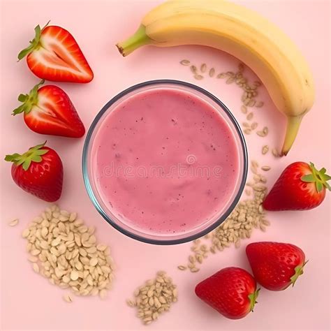 Strawberry Smoothie Ingredients Layout â€ Infographic Style Stock