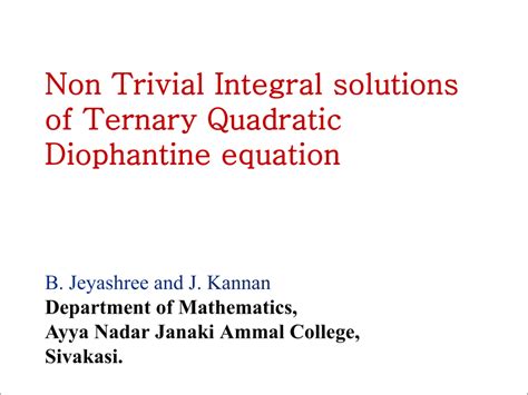Pdf Non Trivial Integral Solutions Of Ternary Quadratic Diophantine Equation