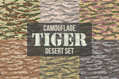 Tiger Stripe Camouflage Seamless Patterns Stock Vector Colourbox
