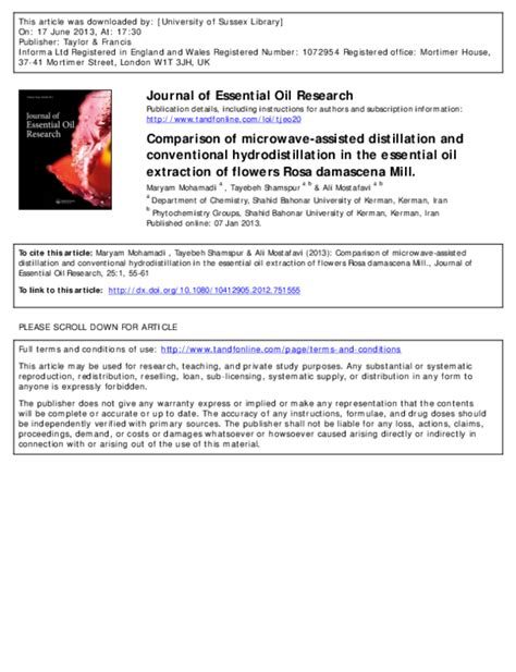 Pdf Comparison Of Microwave Assisted Distillation And Conventional