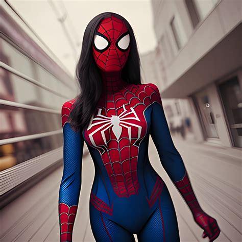 Spider Woman Trippy Age 20 Years Old Lovely Without His Mask With The Mask In Hand Smiling