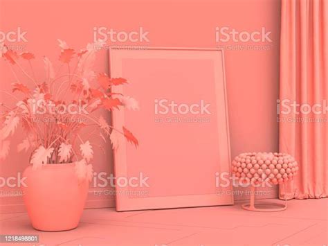 플로어 램프가 있는 단색 분홍색 방의 바닥에 단색 수직 포스터 프레임 3d 렌더링 0명에 대한 스톡 사진 및 기타 이미지 0명 가구 거실 스탠드 Istock