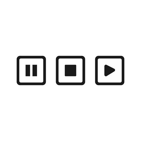 Play Stop And Pause Button Vector Icon On White Background Play Stop And Pause Button Icon Sign