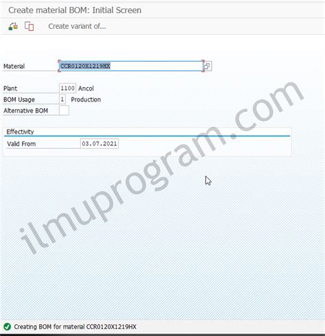 CS01 Bill Of Material BoM In SAP PP How Create BoM ILMUPROGRAM COM