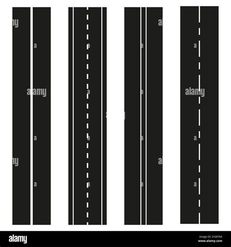 Lane Lines Vector Dividers Road Markings Illustration Dashed And Solid Style Stock Vector