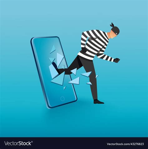 Hacker Thief Hacking Into Smartphone Royalty Free Vector