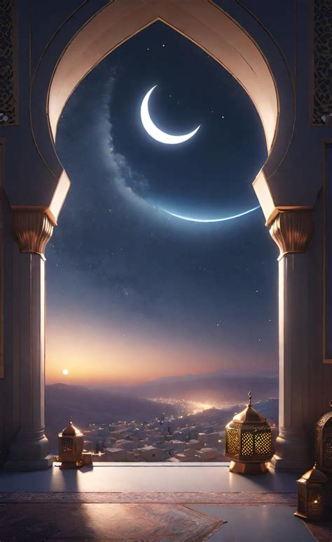 صورة هلال رمضان Arabian Nights Aesthetic Islamic Posters Studio