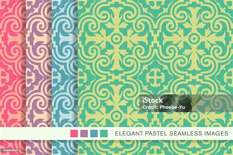 우아한 원활한 파스텔 배경 설정 로얄 나선형 곡선 만화경 0명에 대한 스톡 벡터 아트 및 기타 이미지 0명 기하 도형 대만 Istock
