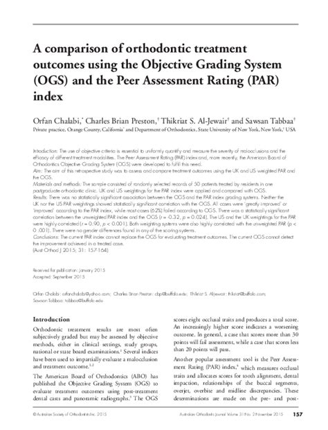 Pdf A Comparison Of Orthodontic Treatment Outcomes Using The Objective Grading System Ogs
