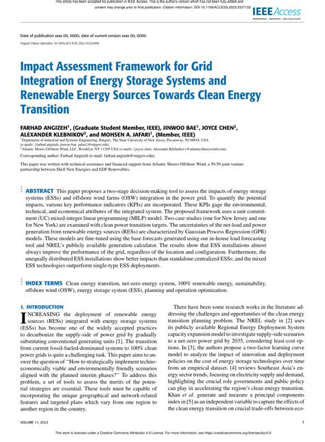 Pdf Impact Assessment Framework For Grid Integration Of Energy