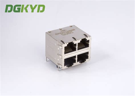 Rj45 Multiple Port Connectors Stack Mj Assy 8pos 2x2 Cat6 With Magnetics