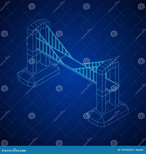 Bridge Connection Structure Wireframe Stock Vector Illustration Of