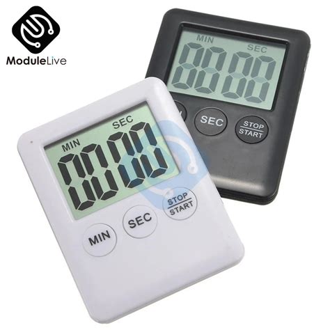 대형 Lcd 디스플레이 디지털 주방 학생 타이머 카운트 다운 시계 시끄러운 알람 Mf 화이트 블랙 4 자리기구 부품