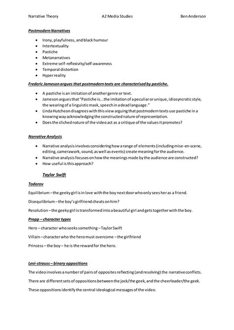 Narrative Theory Docx Genres