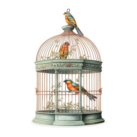 Premium Ai Image Exotic Bird Cage On White Background